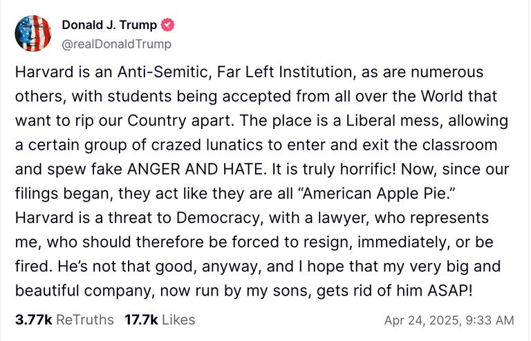 Trump Takes Personal Revenge on Harvard’s Lawyer for Standing Up to Him