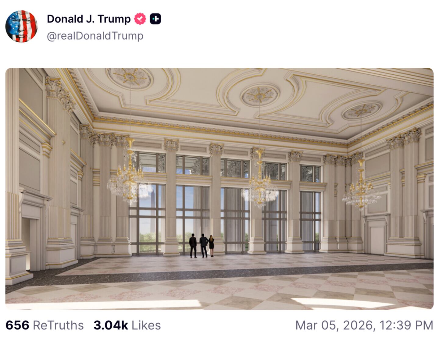 Donald Trump, 79, Can’t Stop Posting Images of His Gaudy Ballroom