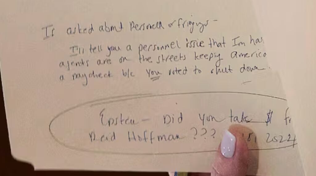 Pam Bondi Accidentally Reveals Her Burn Book for Fiery Jeffrey Epstein ...