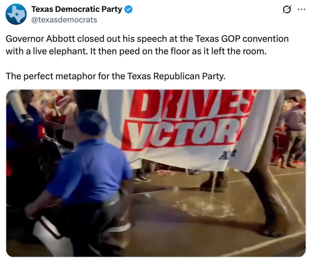 Bizarre Texas GOP Event Literally Soiled By Elephant Appearance